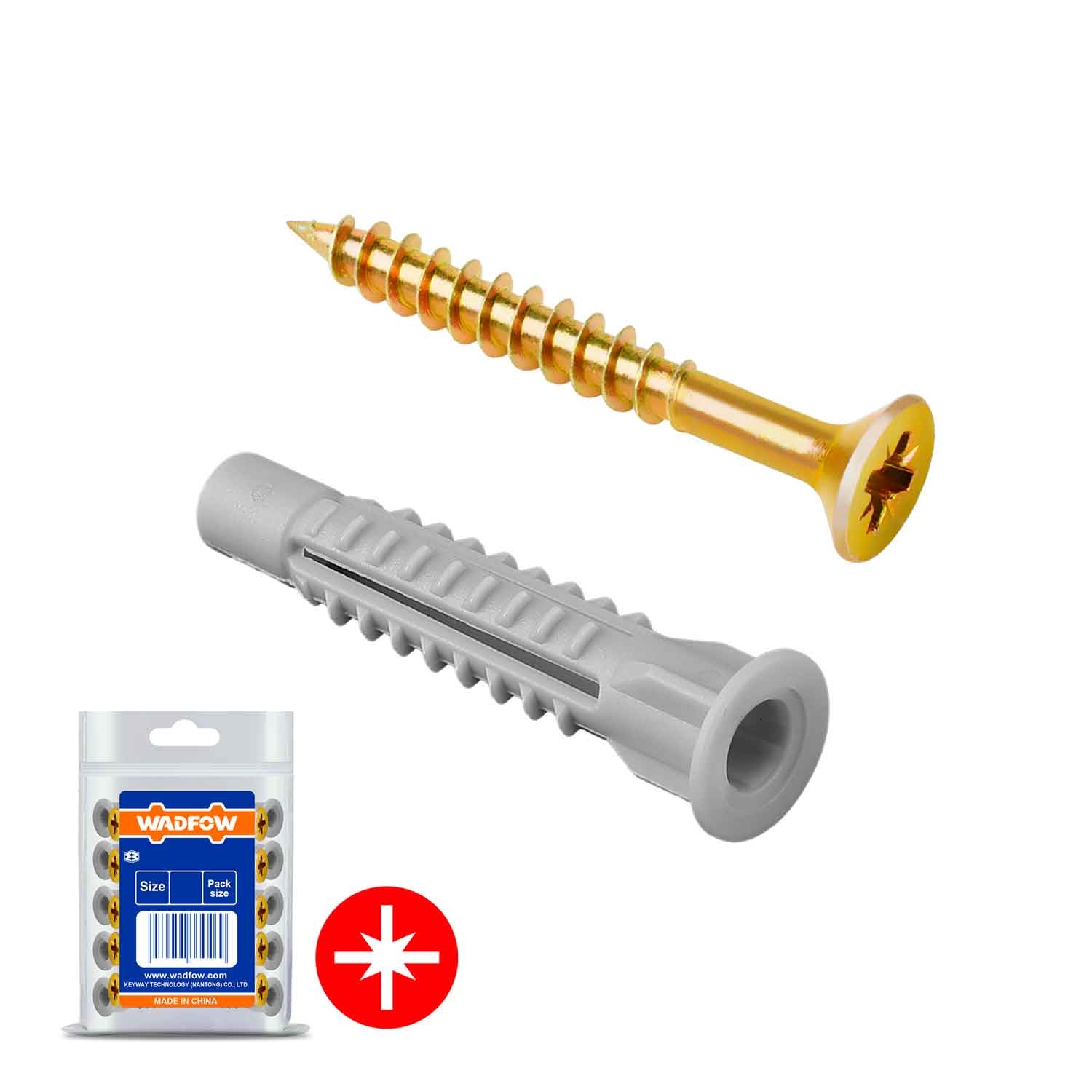 TORNILLO 4 mm x 50 mm CON ANCLA EXPANSIVA CORRUGADA 6 mm x 36 mm
