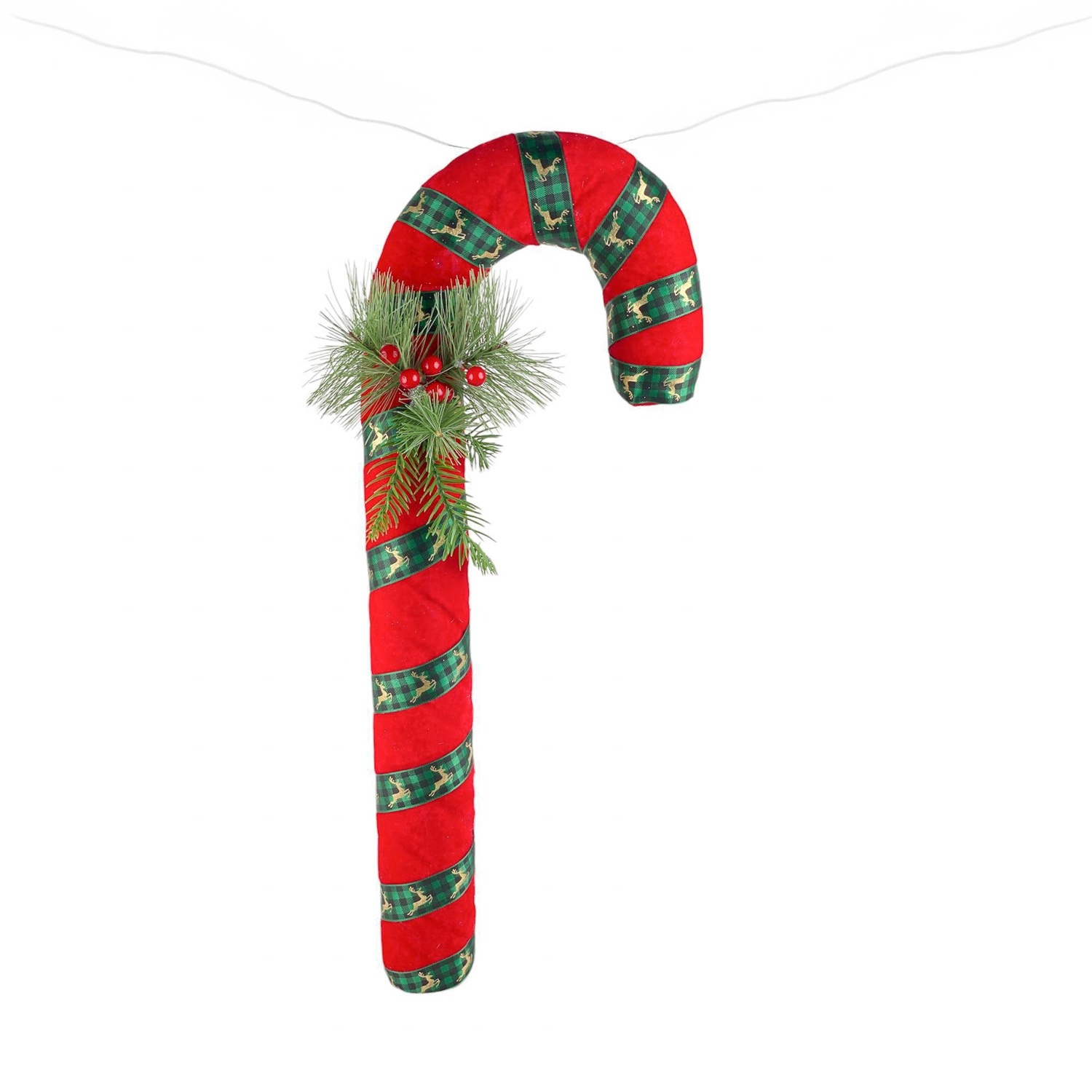 ADORNO NAVIDAD BASTON CARAMELO 48 cm x 16 cm POLIESTER ROJO-VERDE